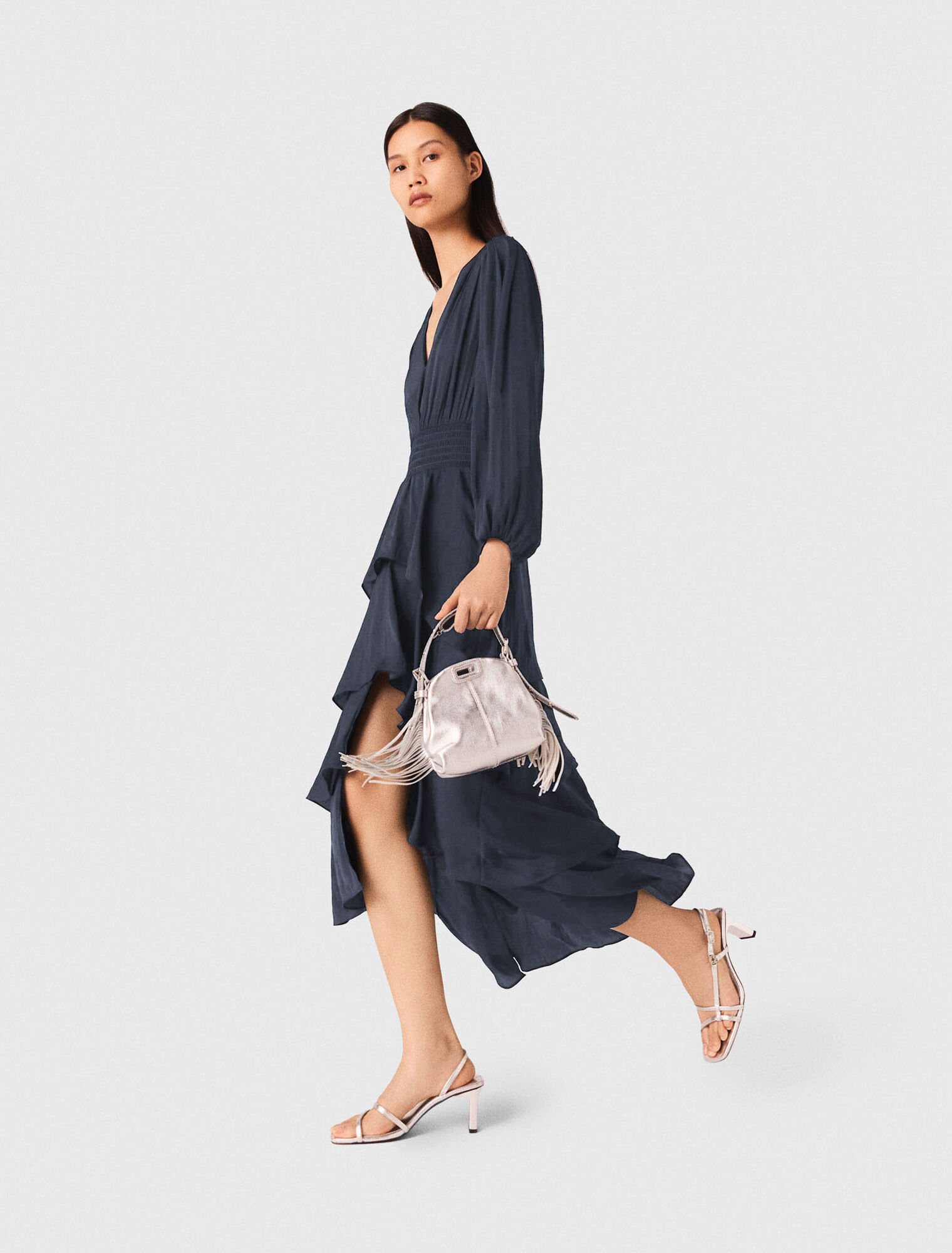 Ruffled maxi dress Blue For Women | Maje