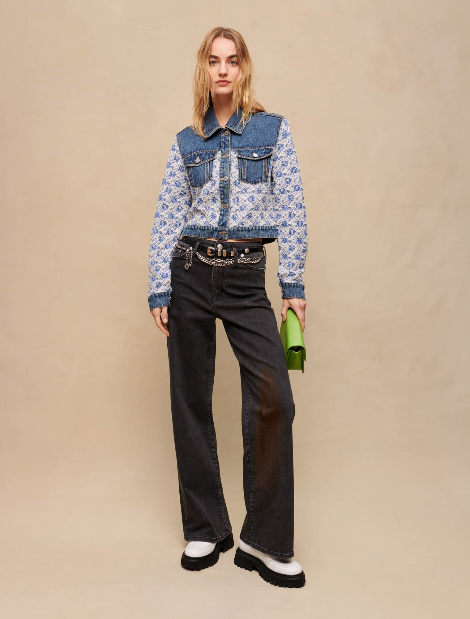 Cropped denim jacket Blue For Women | Maje