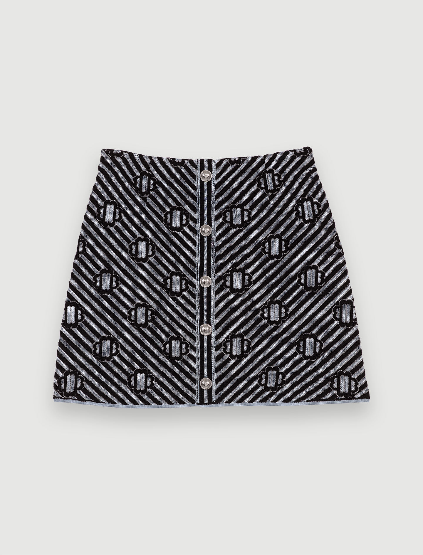 Printed jacquard skirt Black / Gray For Women | Maje Printed jacquard skirt Black / Gray For Women | Maje
