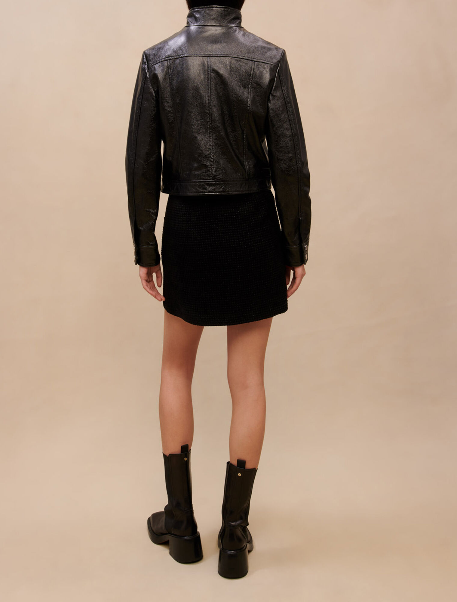 Black vinyl leather jacket