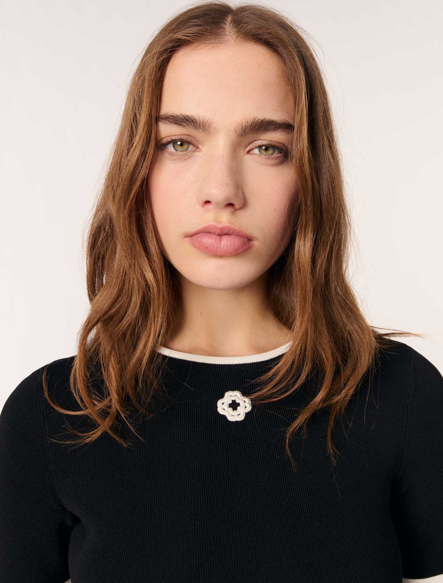 Openwork knit bodysuit Black / Gray For Women | Maje