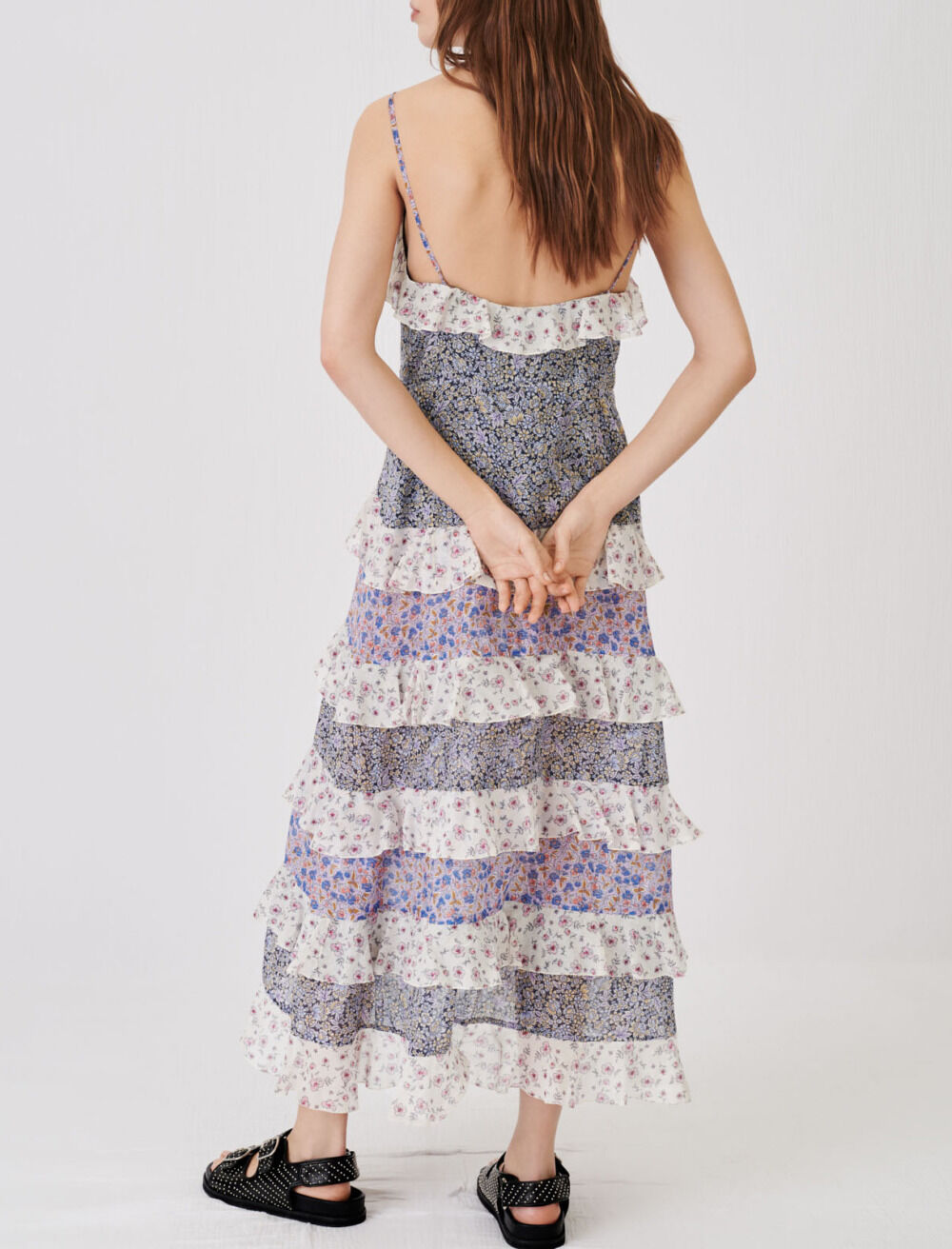 Printed cotton voile ruffle dress Printed cotton voile ruffle dress