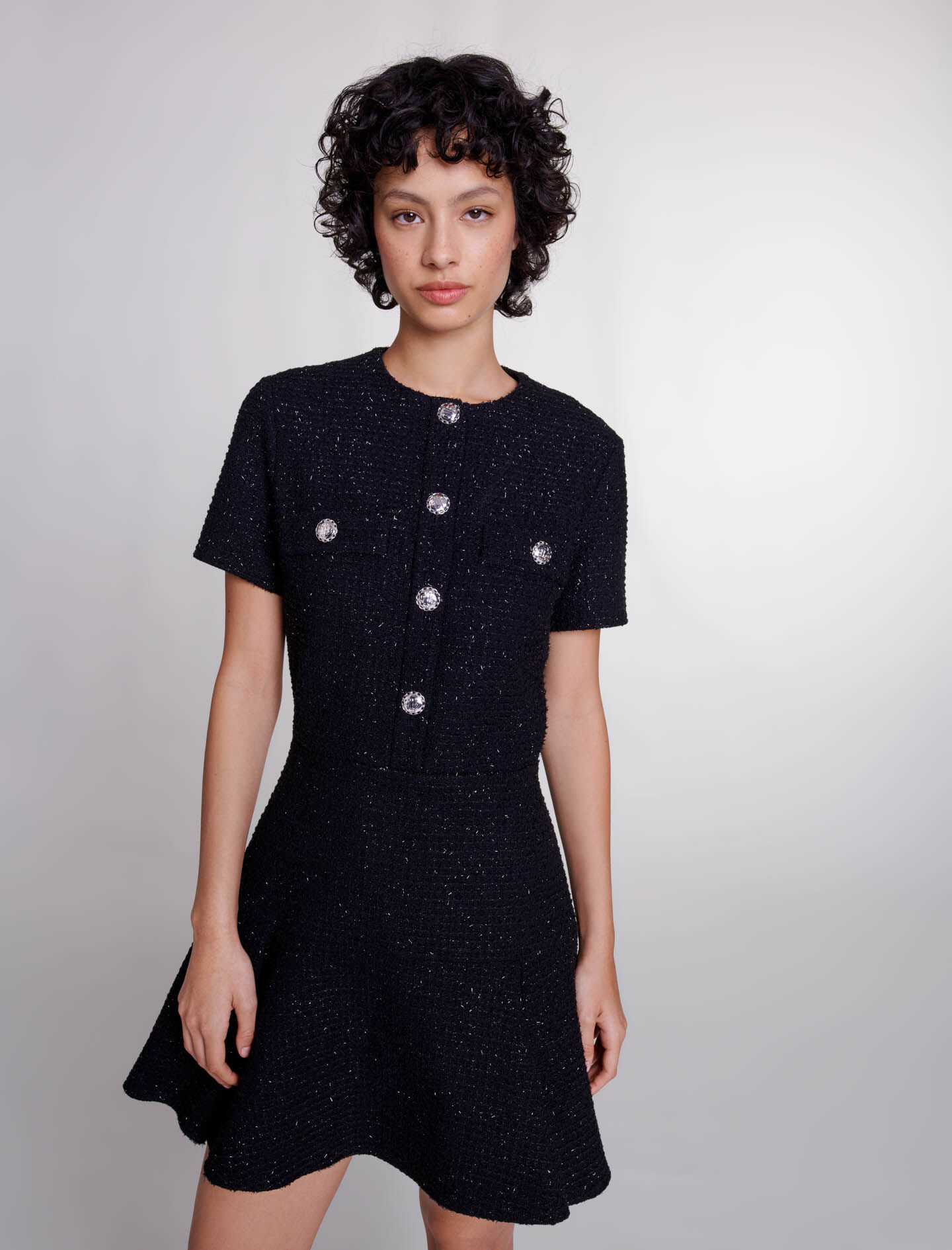 Short tweed dress Black / Gray For Women | Maje Short tweed dress Black / Gray For Women | Maje