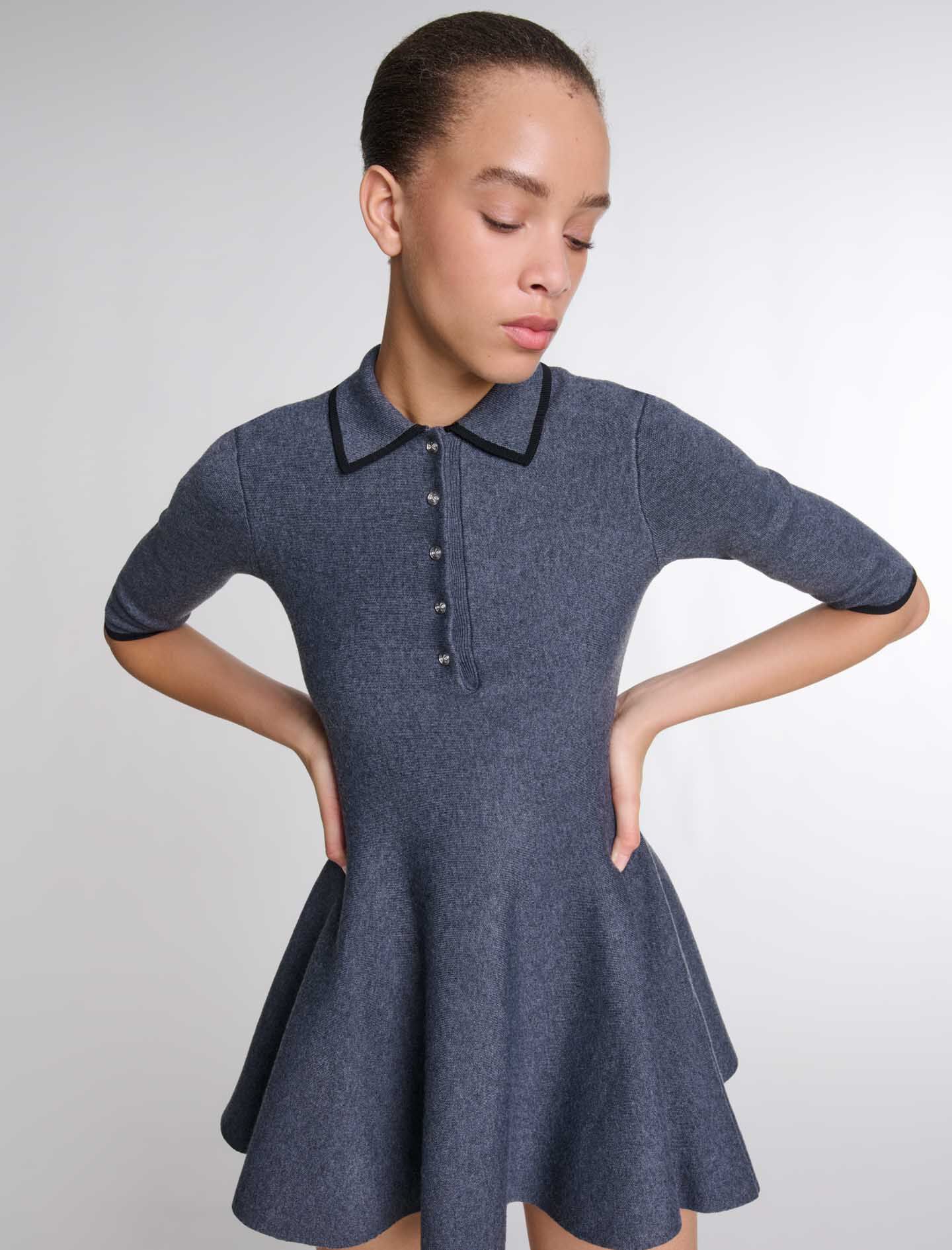 Short knit dress Black / Gray For Women | Maje Short knit dress Black / Gray For Women | Maje