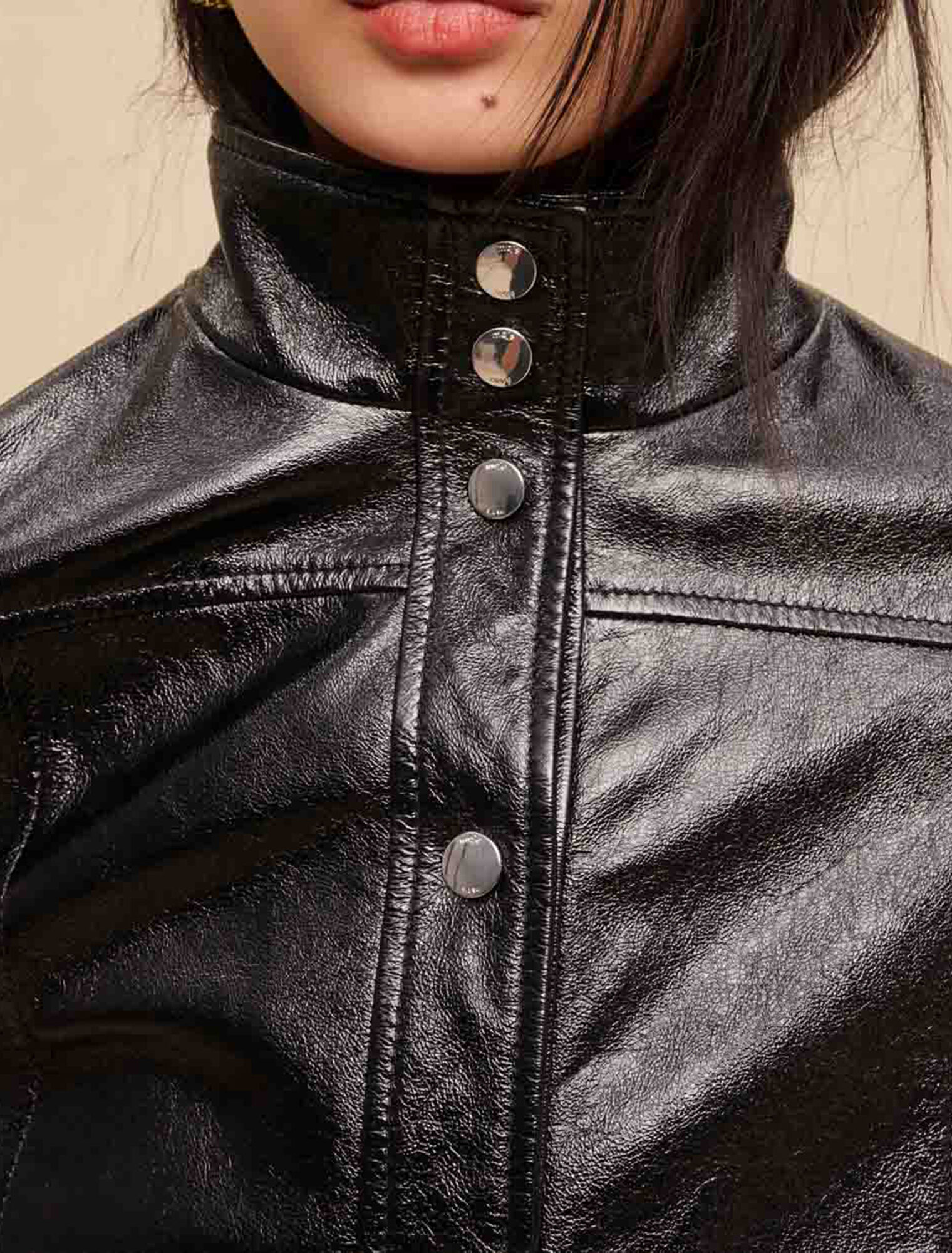 Black vinyl leather jacket