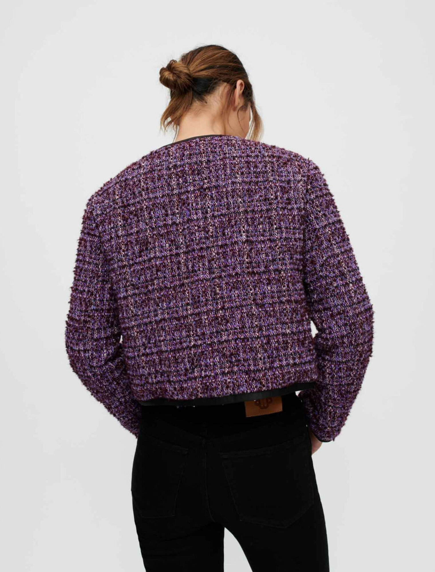 Purple quilted tweed jacket