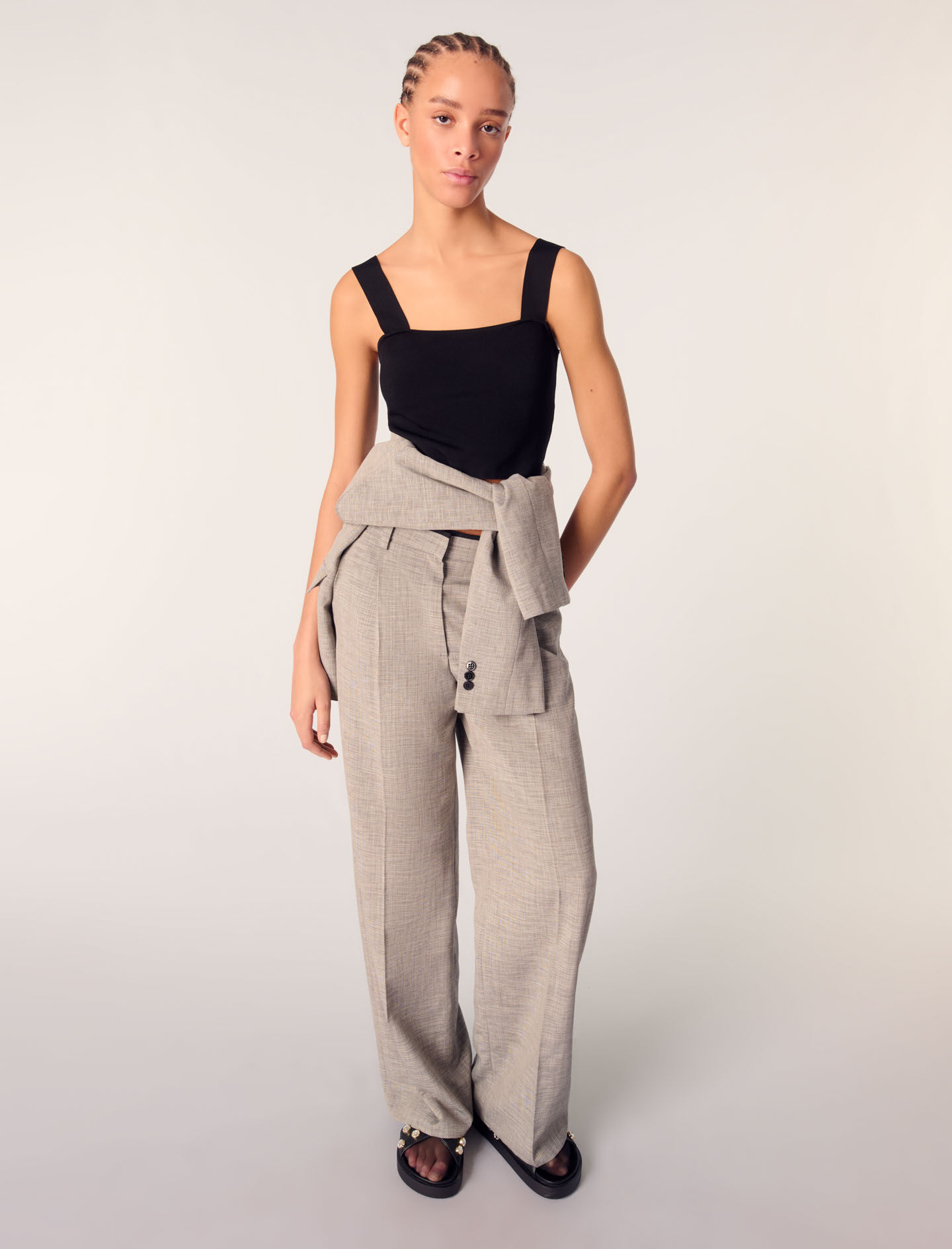 Straight-leg suit trousers Black / Gray For Women | Maje Straight-leg suit trousers Black / Gray For Women | Maje