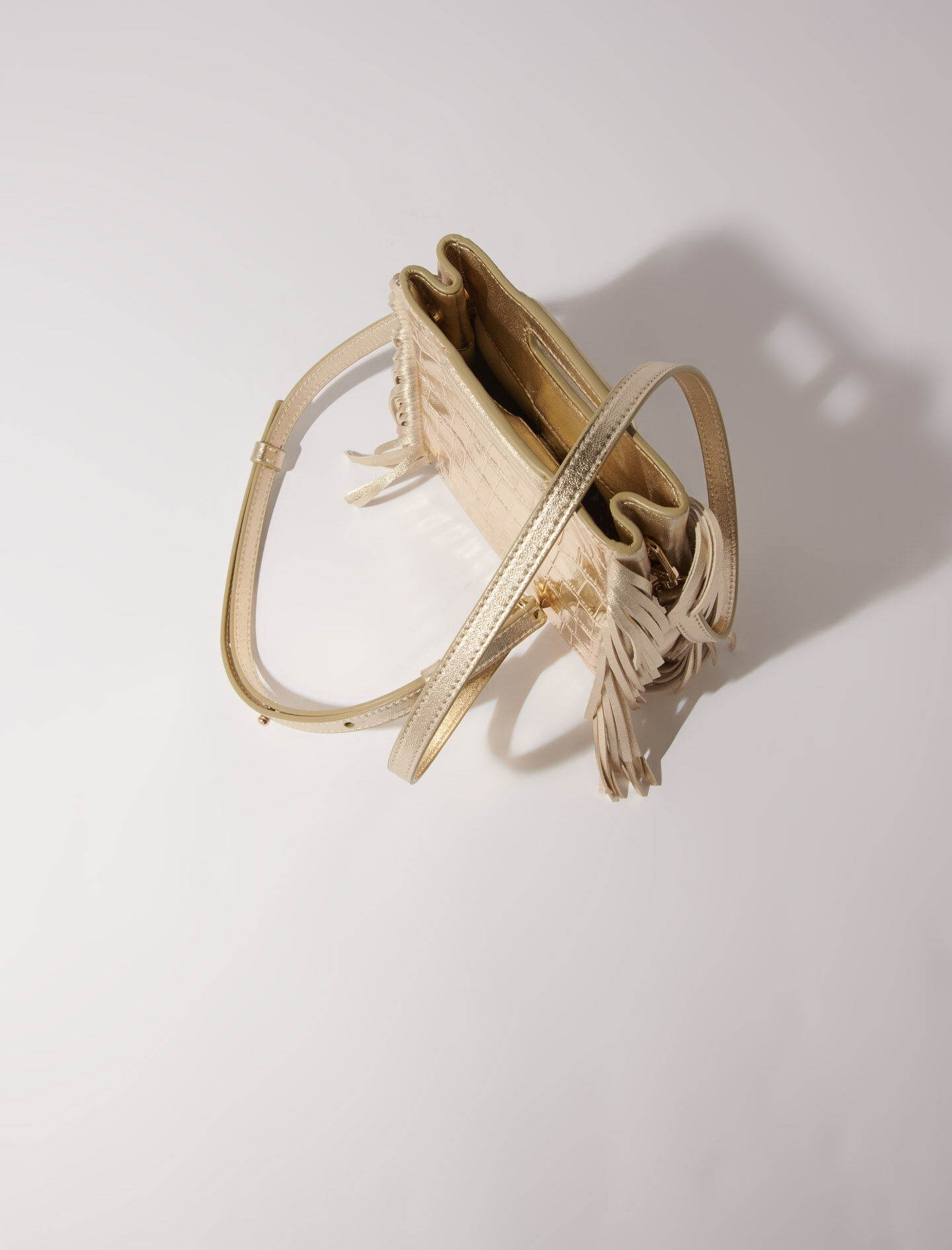 Mini embossed-leather M bag with chain Denim - Jeans For Mini embossed-leather M bag with chain Denim - Jeans For