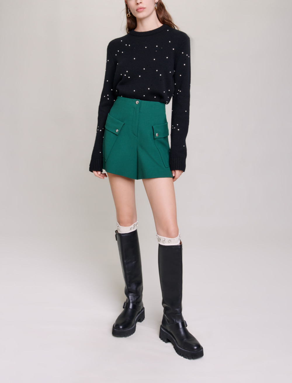 Structured shorts with pockets Green For Women | Maje