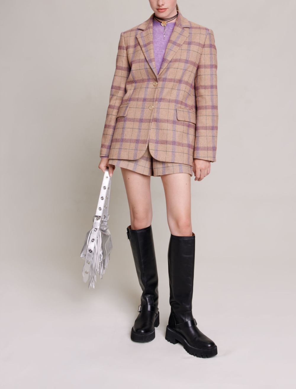 Checked suit jacket Natural For Women | Maje