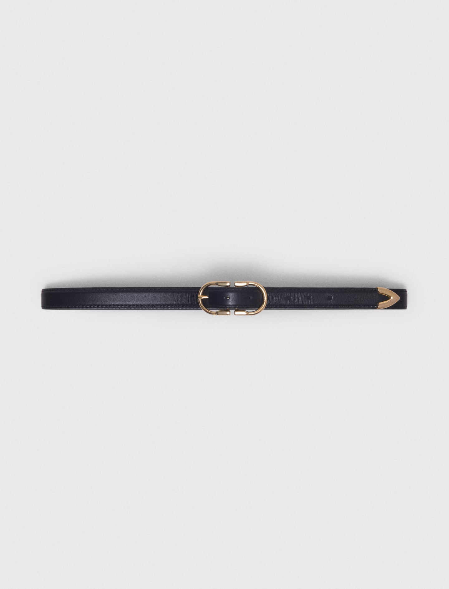 Double-buckle leather belt Black / Gray For Women | Maje