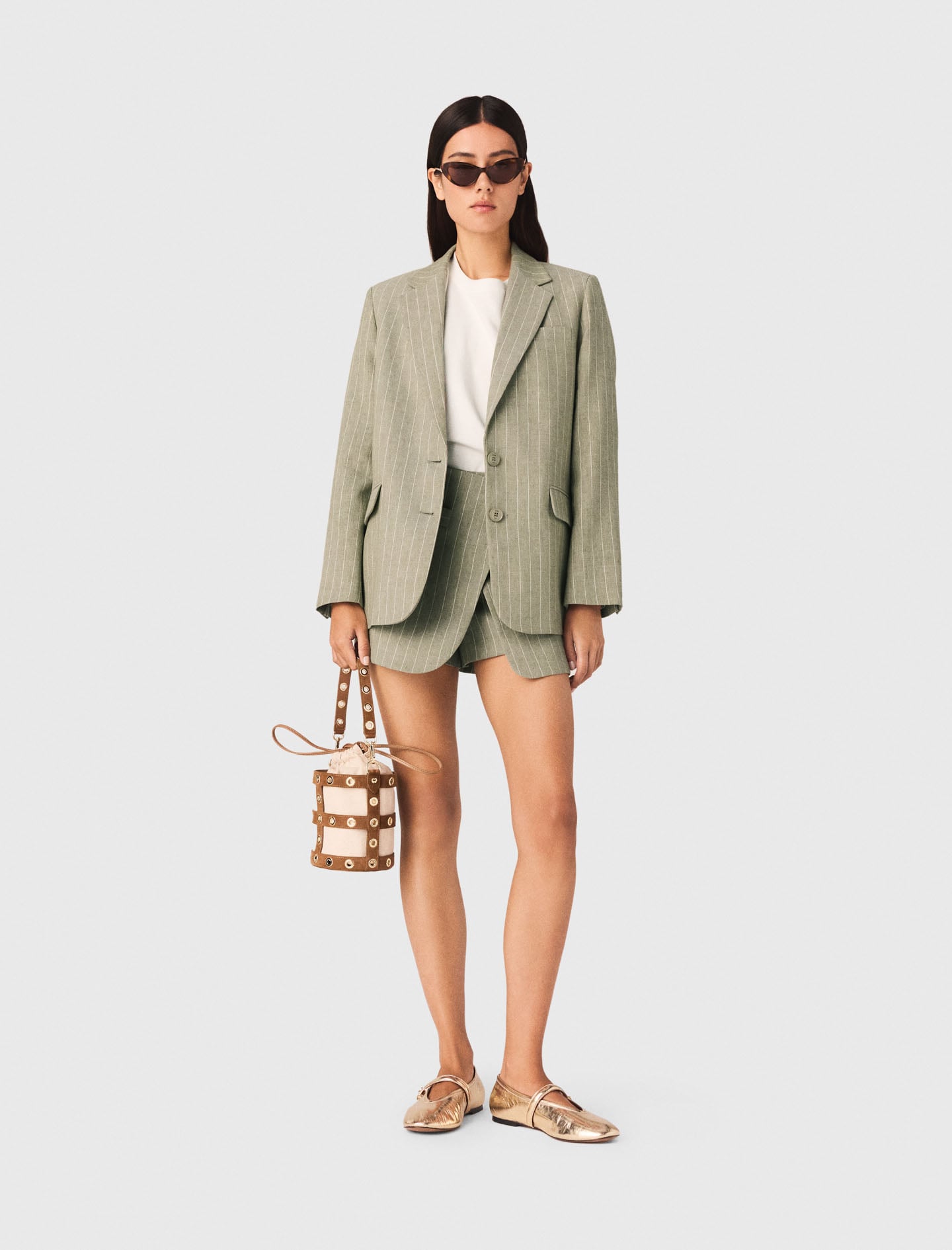 Linen blend suit jacket Brown For Women | Maje