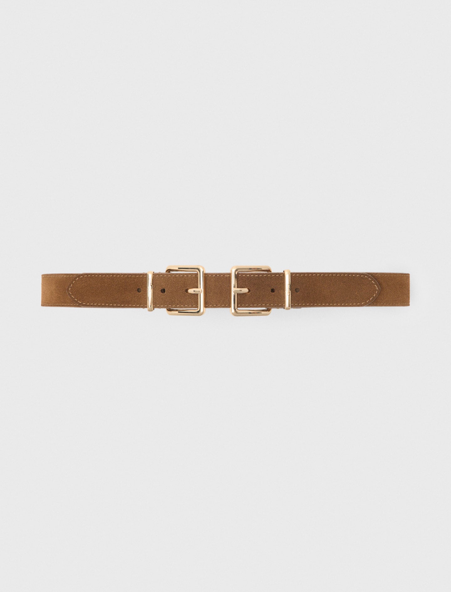 Double buckle suede belt Brown For Women | Maje