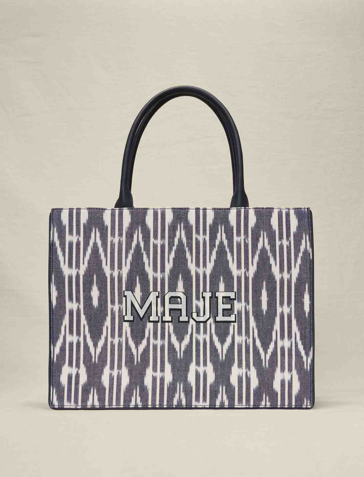 Tie&dye canvas tote bag Blue For Women | Maje