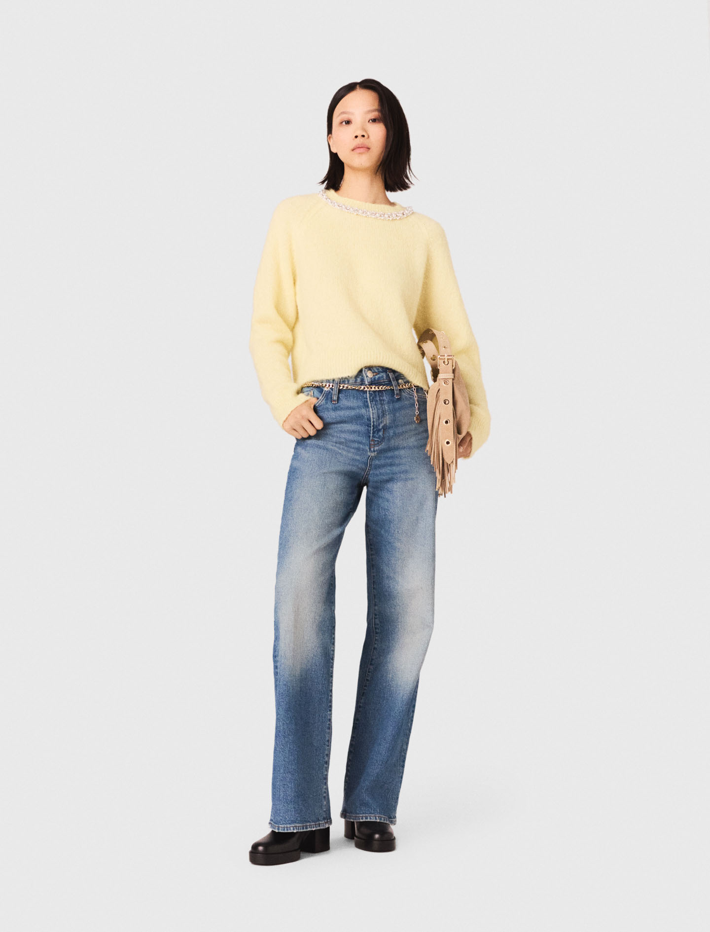 Jeans with chain-link belt Blue For Women | Maje