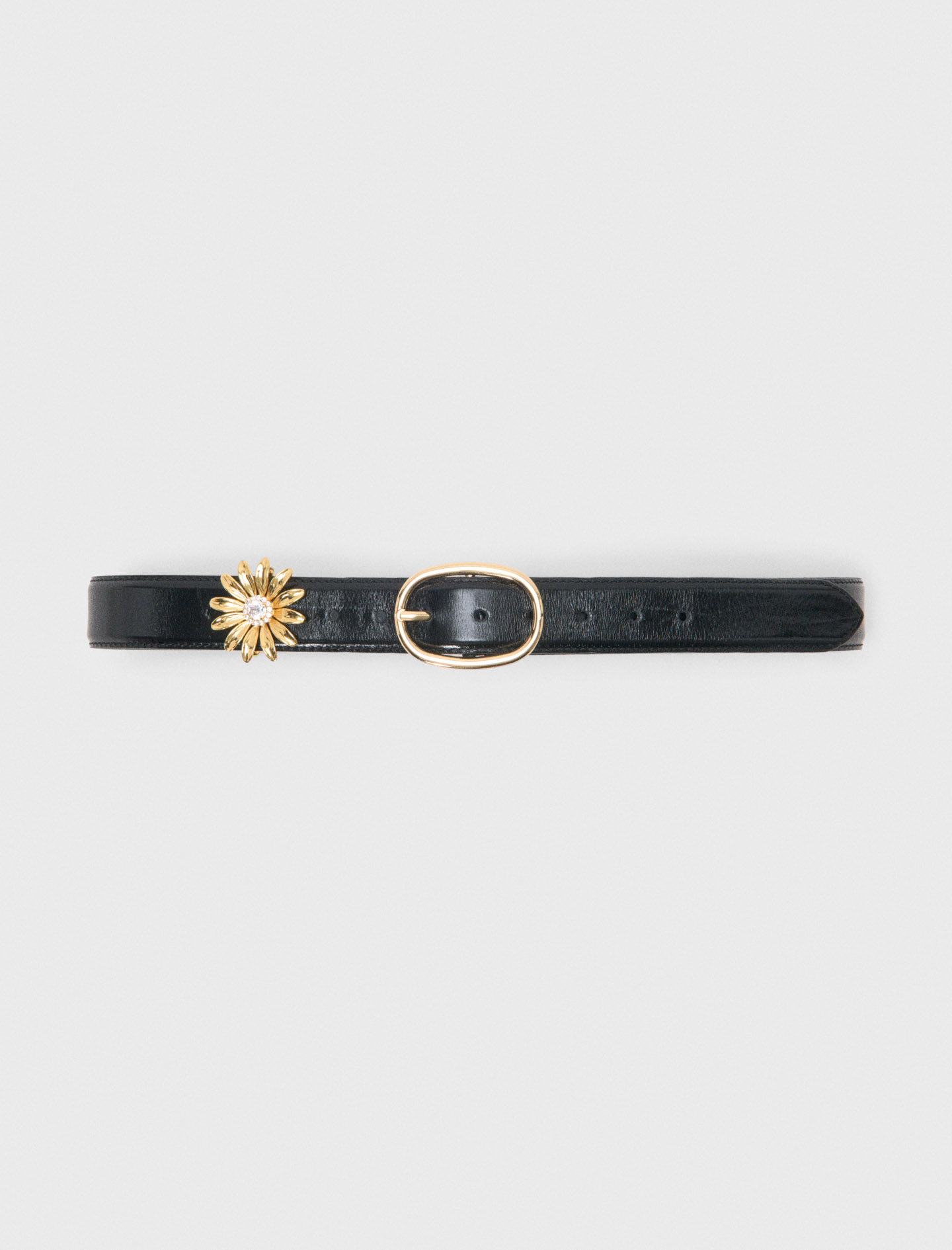 Leather belt with removable jewel Black / Gray For Women | Maje