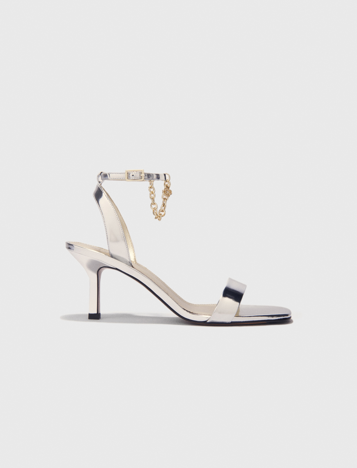 Heeled mirror leather sandals Black / Gray For Women | Maje