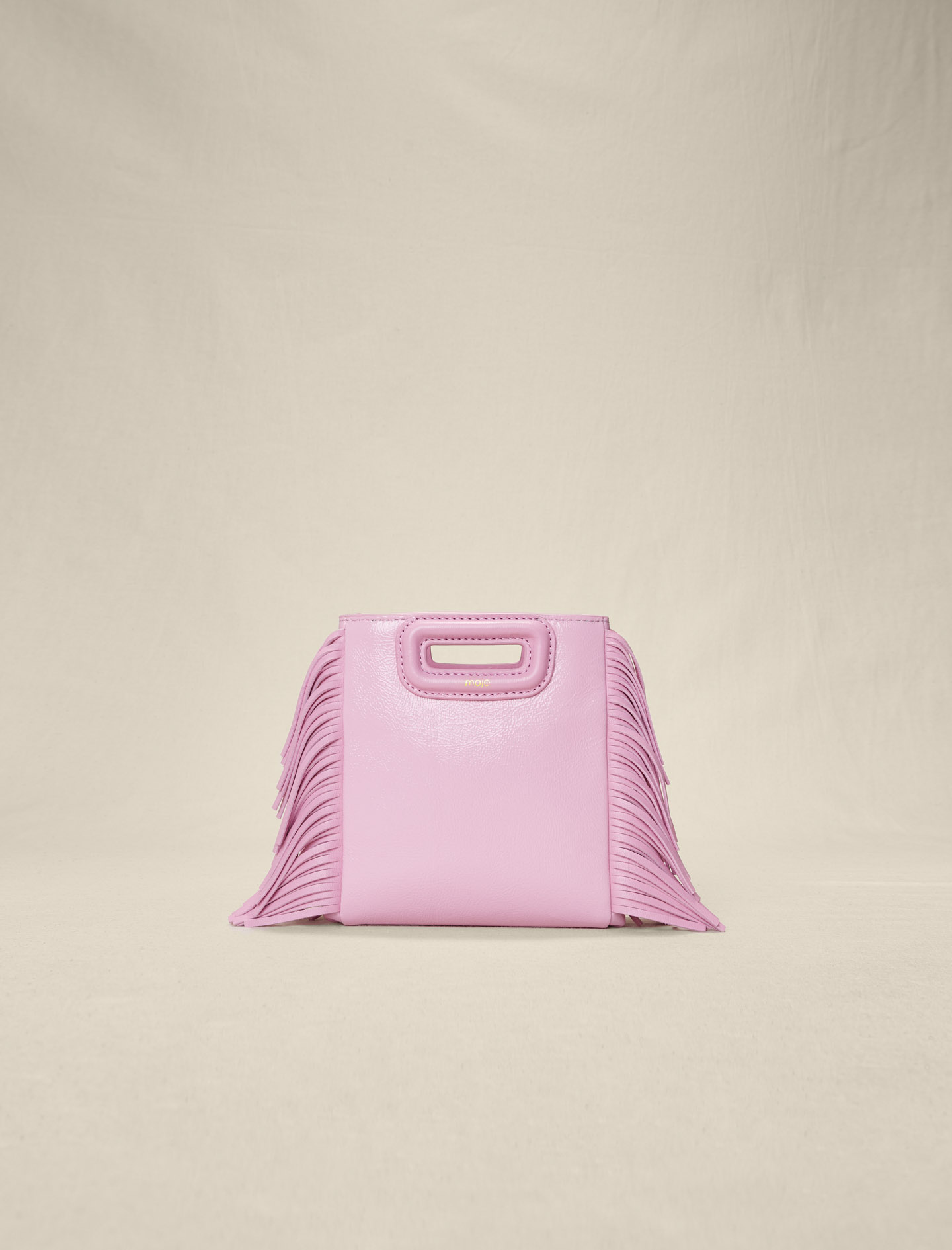 Pink leather mini M bag Pink For Women | Maje