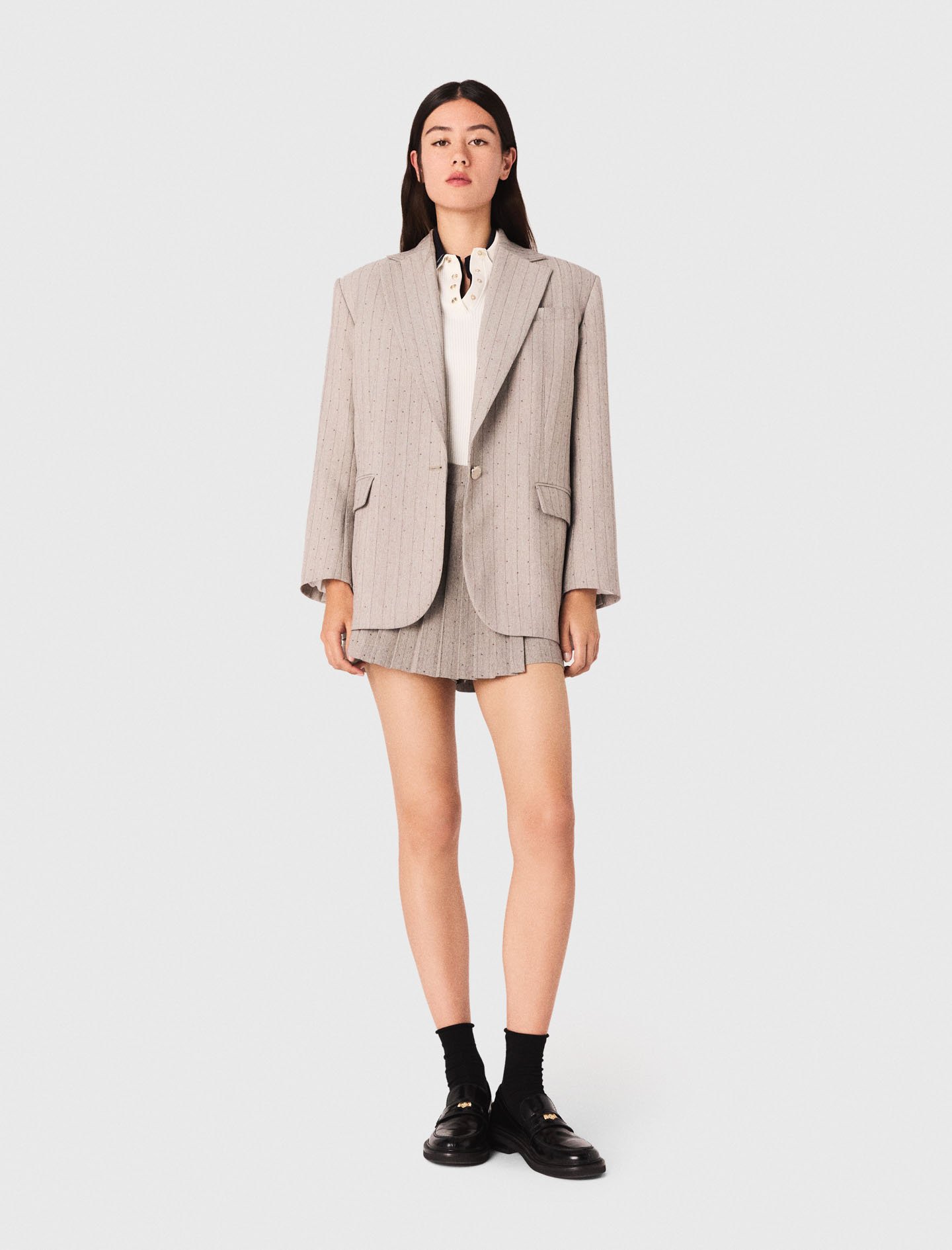 Rhinestone suit blazer Black / Gray For Women | Maje