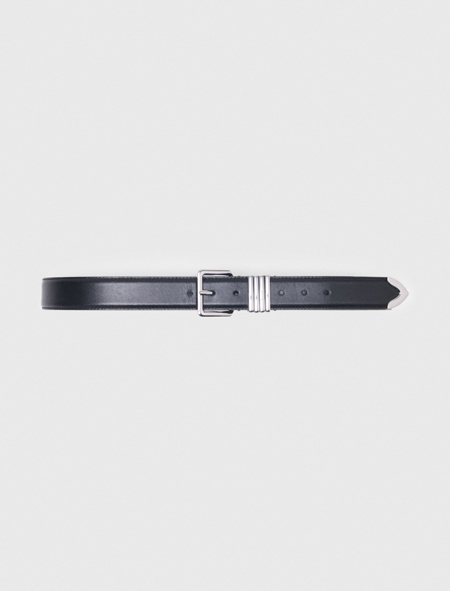 Smooth leather belt Black / Gray For Women | Maje