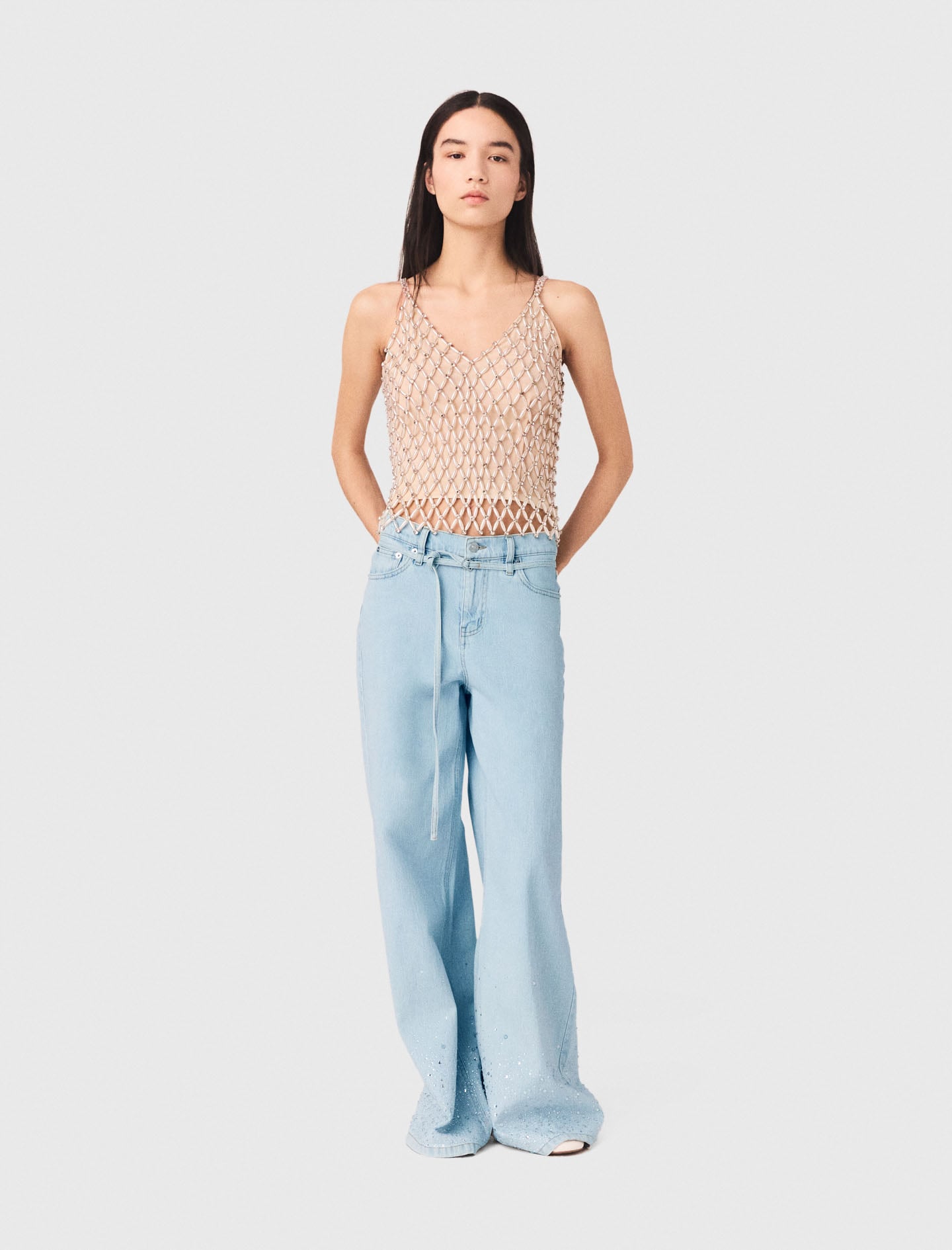 Beaded top with lining White For Women | Maje